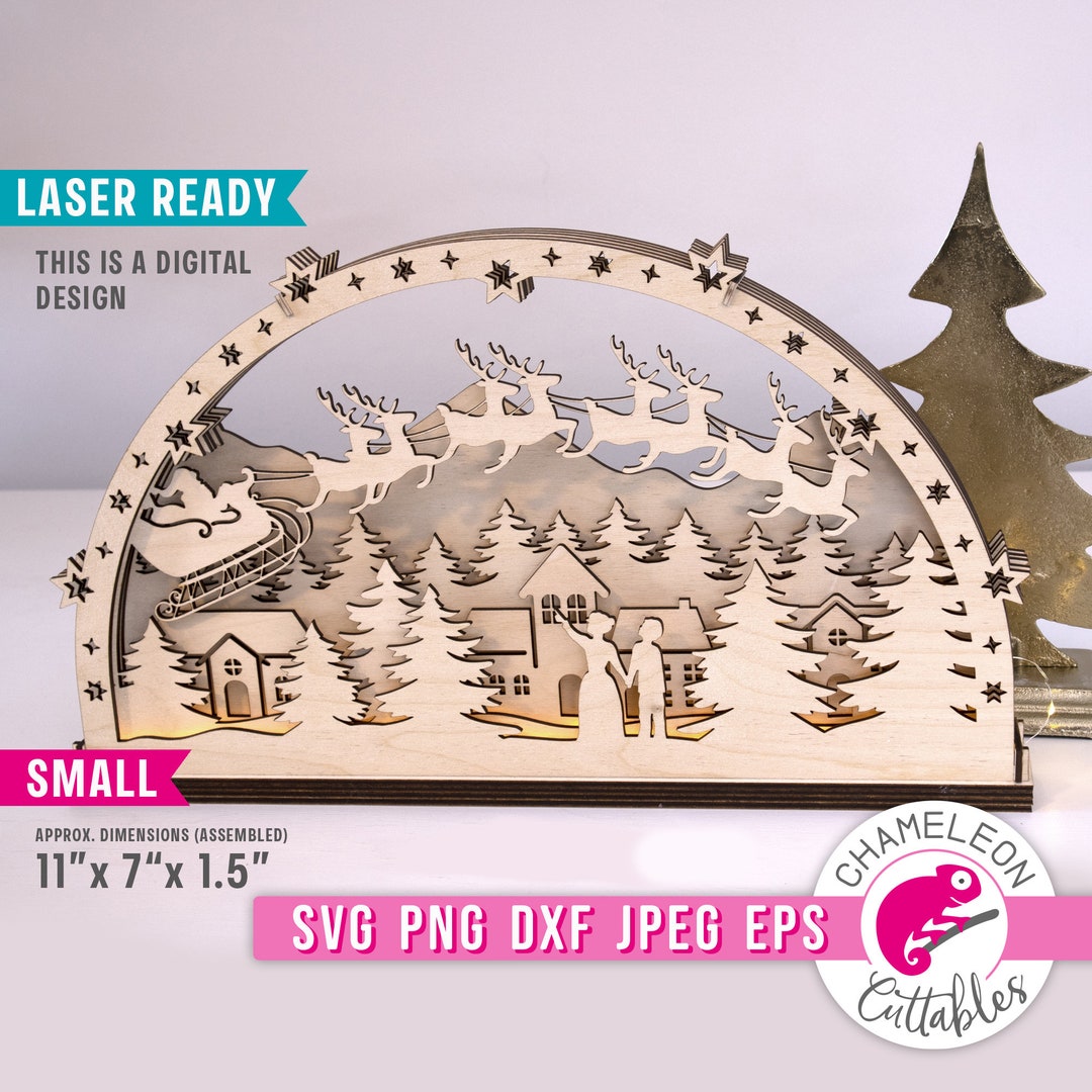 SVG, DXF, Small Christmas Santa Arch Digital Design, Laser Ready File ...