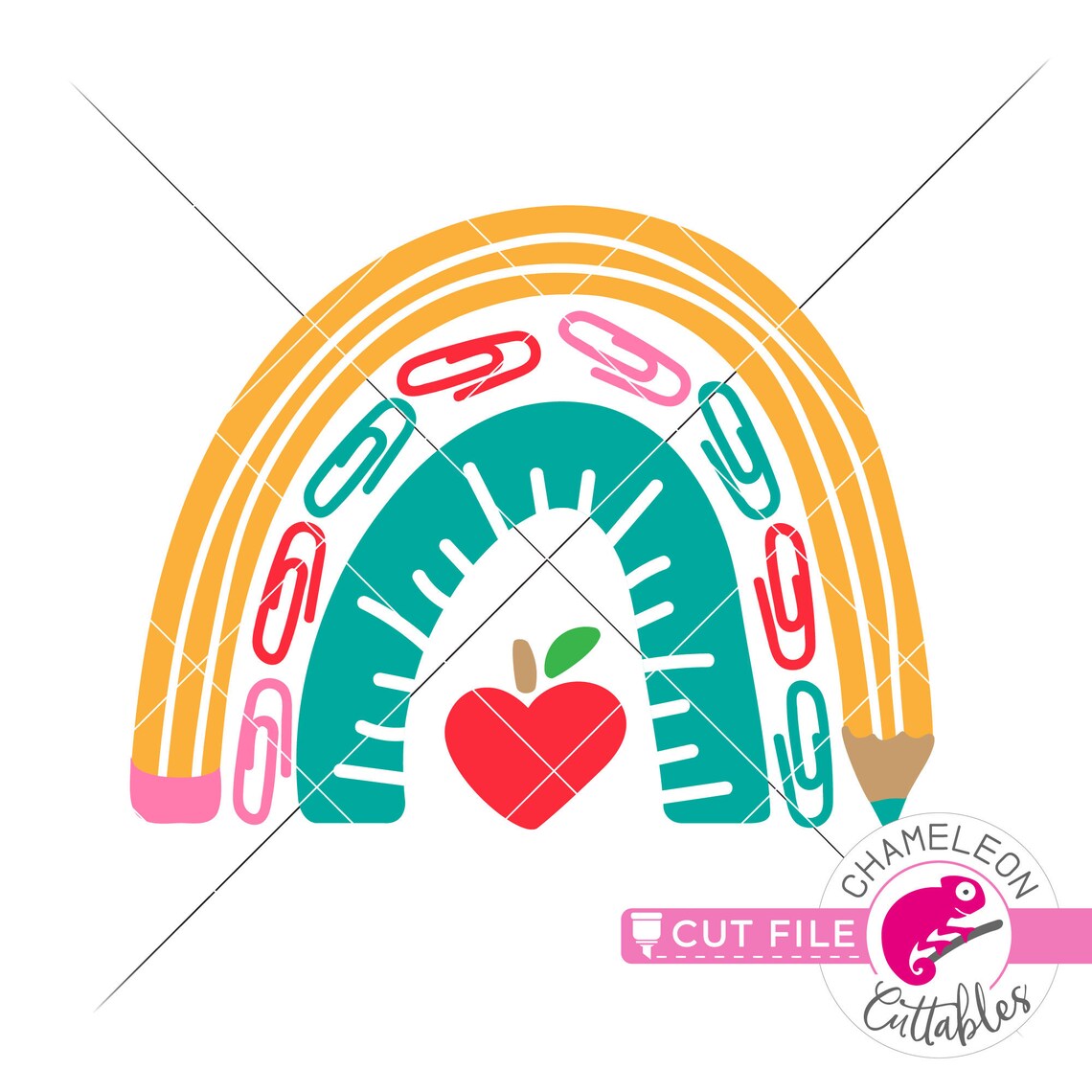School Supply Rainbow Layered Teacher SVG Teach Apple File - Etsy