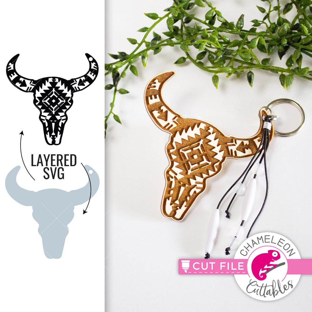 Cow Skull SVG, Glowforge Keychain Svg File, Cricut Designs, Thunder SVG ...
