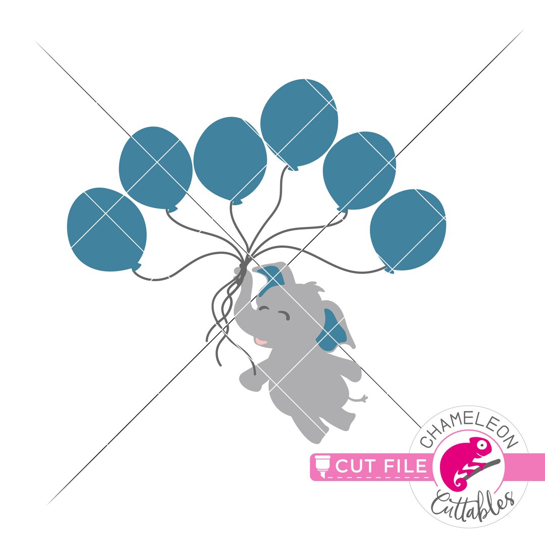 SVG, PNG, DXF, Jpeg, Elephant With 6 Balloons, for Name, Baby Boy ...