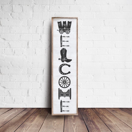 Welcome Western for Door Wood Sign Vertical SVG File for - Etsy