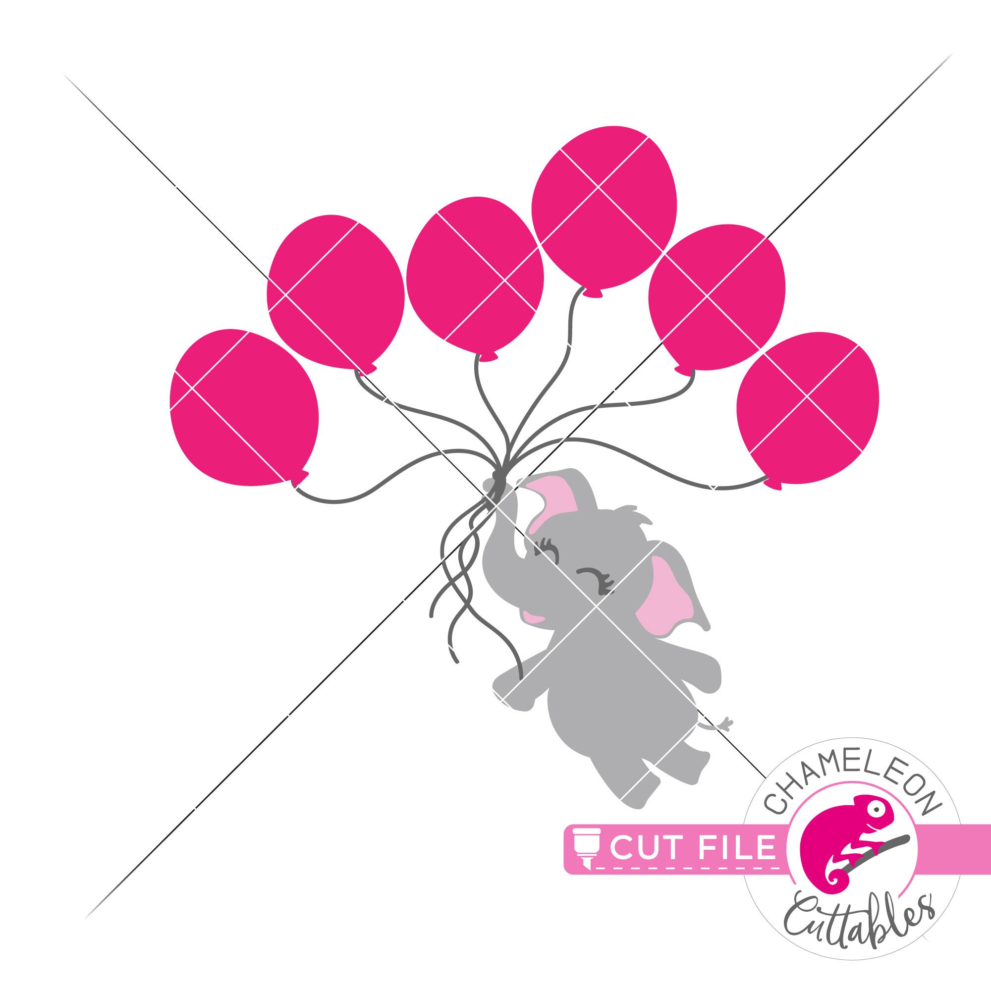 SVG PNG DXF Jpeg Elephant With 6 Balloons for Name Baby | Etsy