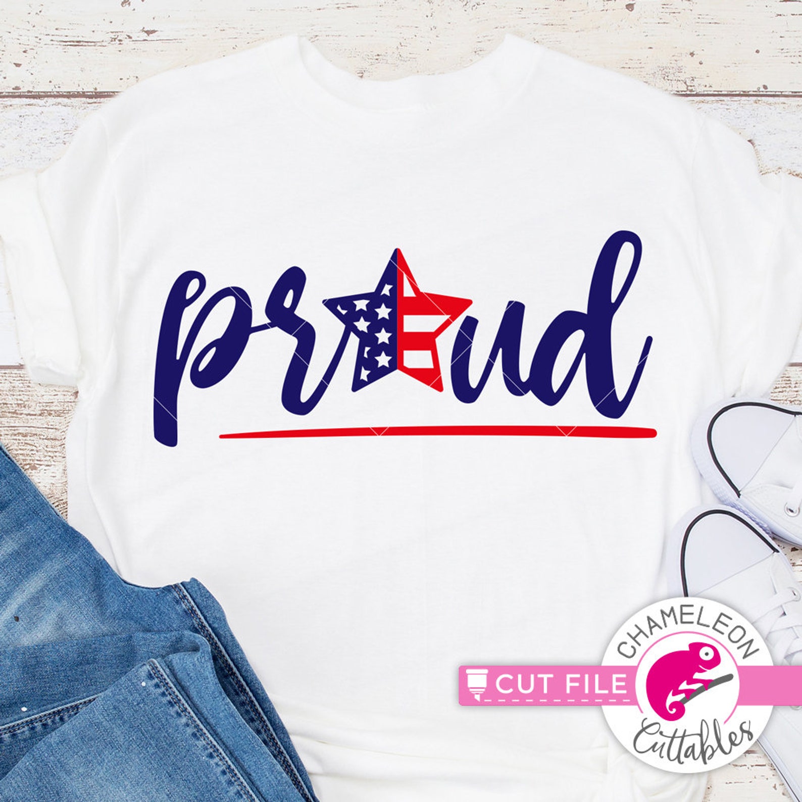 Proud American SVG File USA Flag Star 4th of July - Etsy