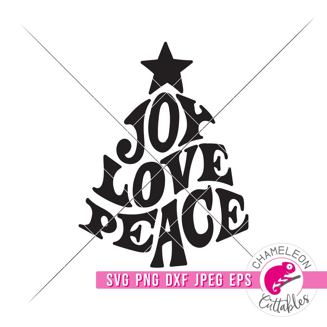 SVG, PNG, DXF, Jpeg, Joy Love Peace Christmas Tree Svg, Christmas File ...