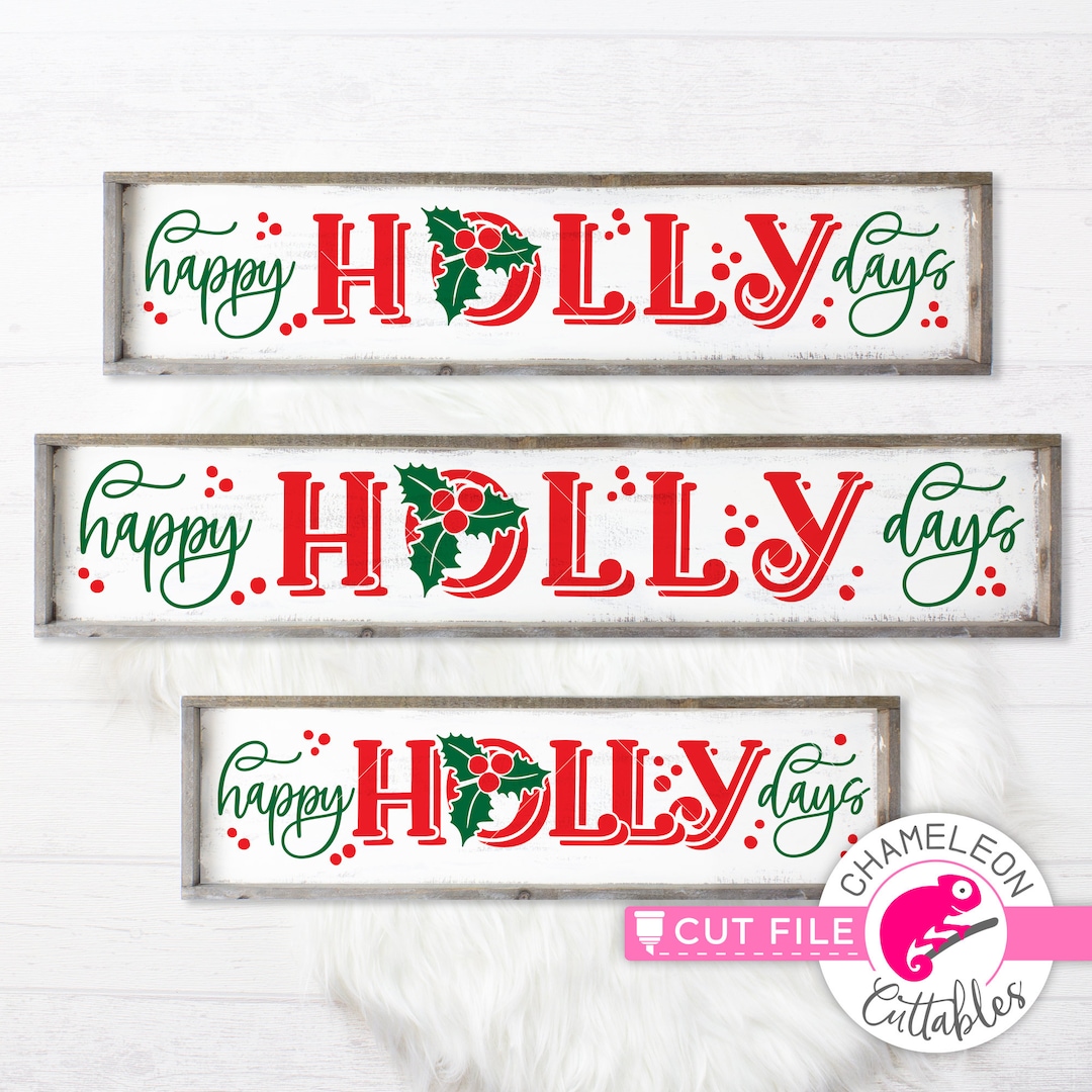 Happy Hollydays, Christmas, Holly, Horizontal Design File for Long ...