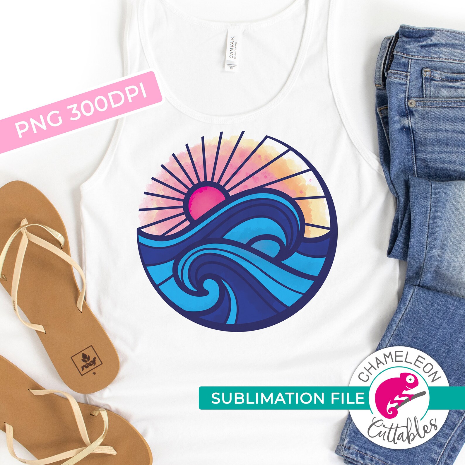 SUBLIMATION DESIGN, PNG, Beach Png, Ocean Wave Circle Png, Printable ...