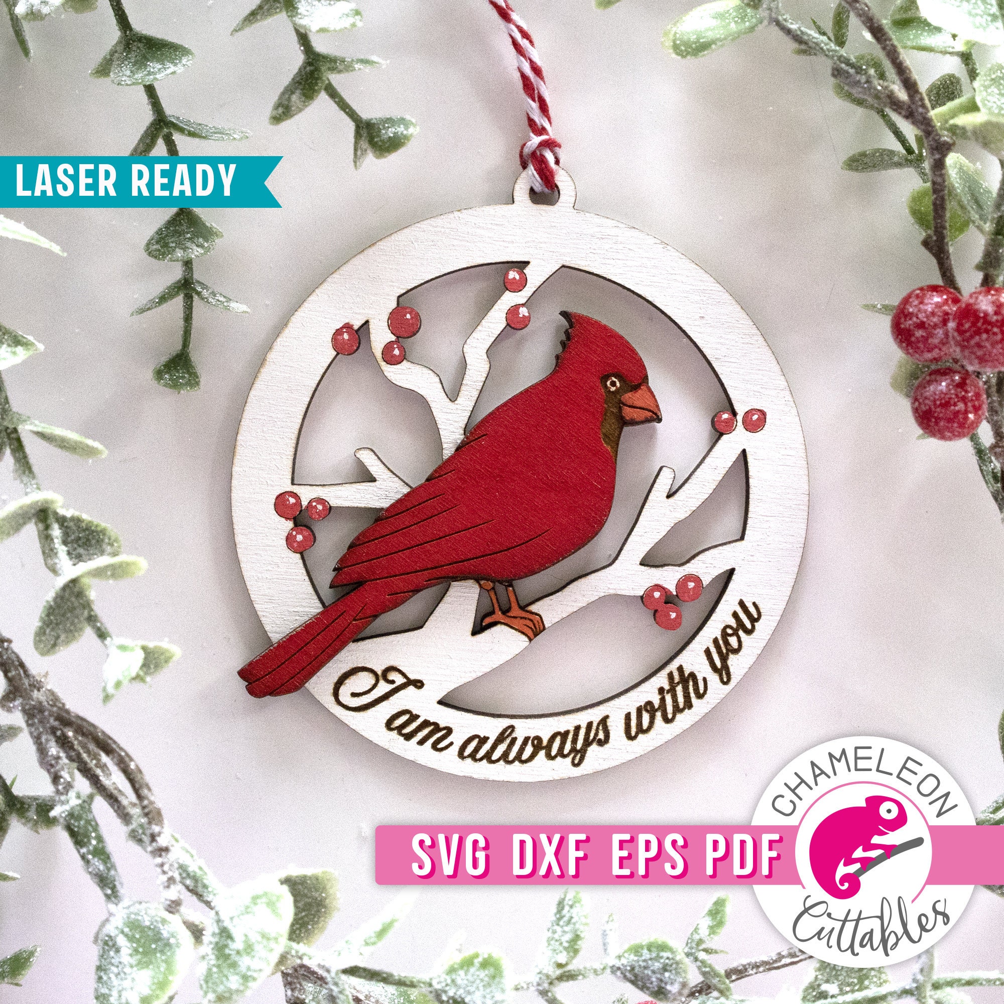 PDF, SVG, DXF, Eps, Cardinal Tree Christmas Ornament Svg, Glowforge ...