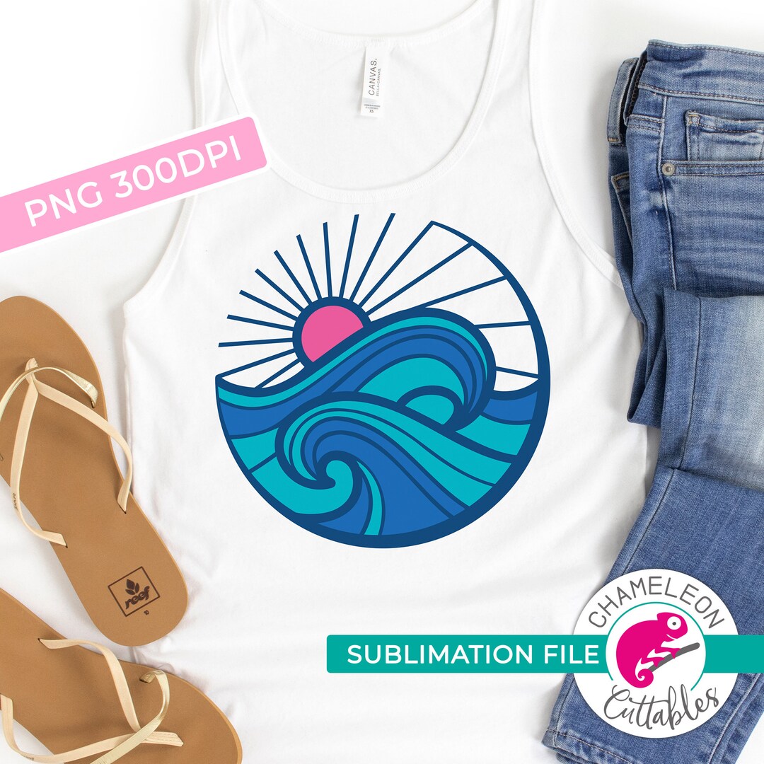 SUBLIMATION DESIGN, PNG, Beach Png, Ocean Wave Circle Png, Printable ...