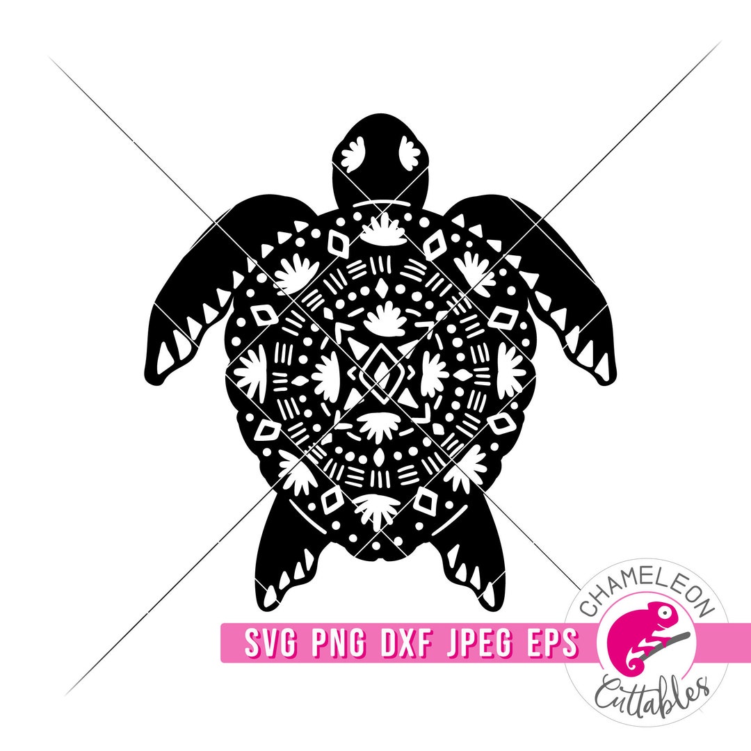 SVG, PNG, Dxf, Jpeg, Boho Turtle Svg, Ocean Turtle, Aztec Design, Boho ...