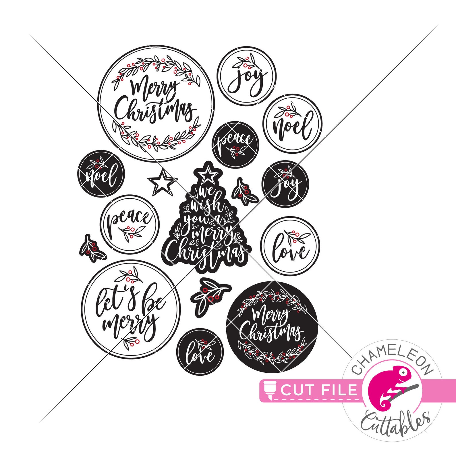 PRINT & CUT Christmas Sticker Template PNG Round for | Etsy