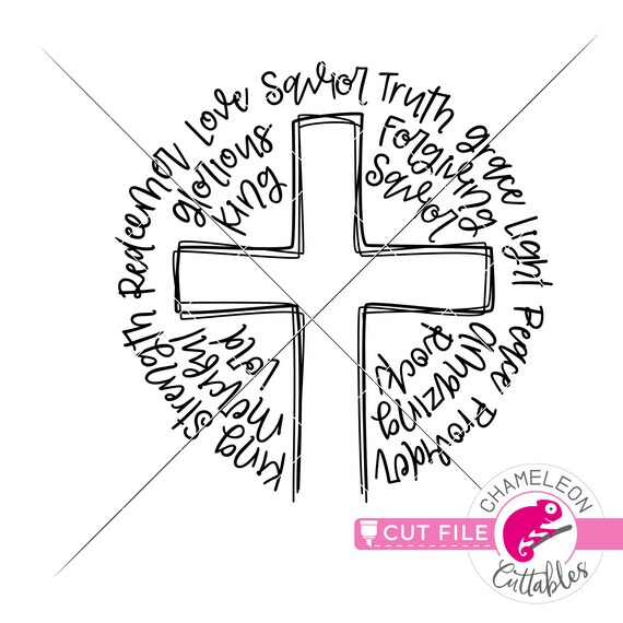 SVG PNG DXF Jpeg Cross With Words Circle Easter | Etsy