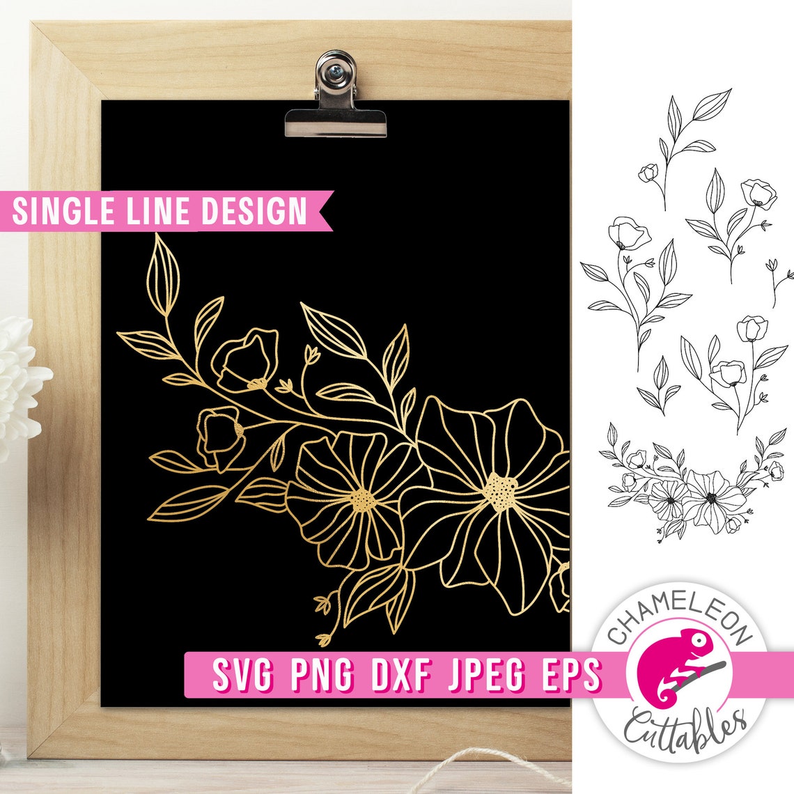 SVG PNG DXF Jpeg Single Line Flower Design Svg Sketch Pen - Etsy