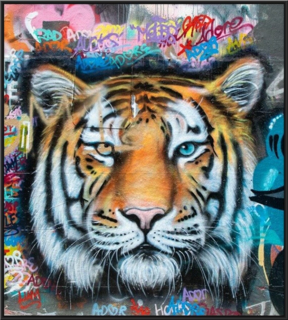 Tiger Street Art Tiger Graffiti Colorful Wall Art | Etsy