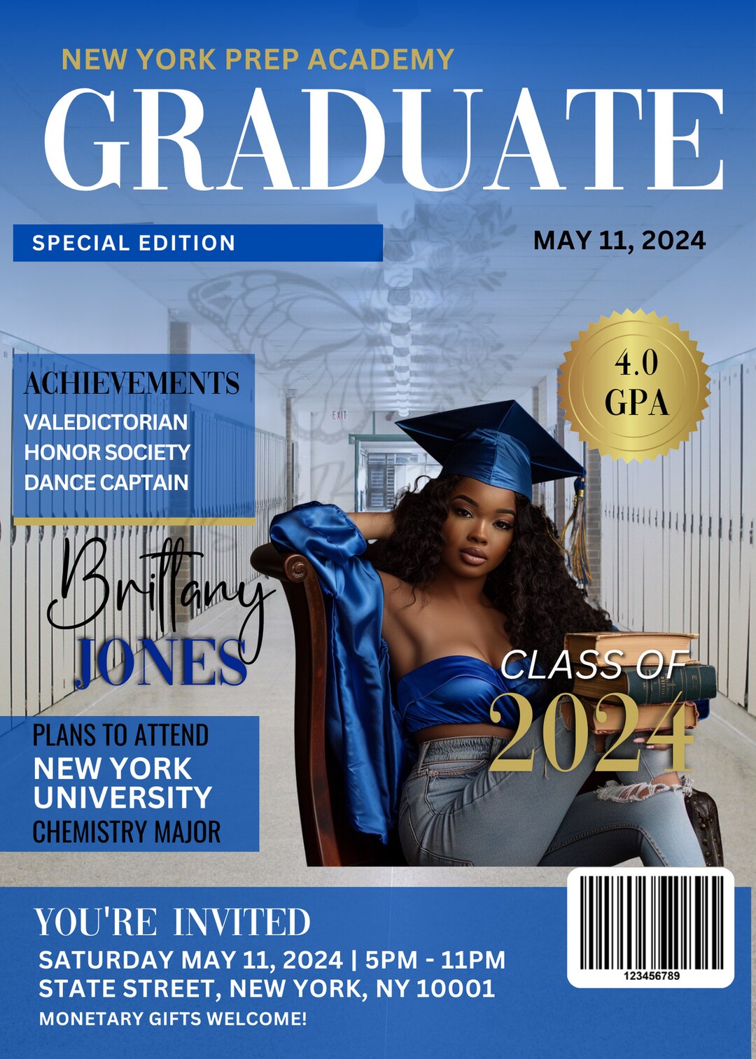 Graduation Invitation, Graduation Magazine Cover, Graduation 2024 ...