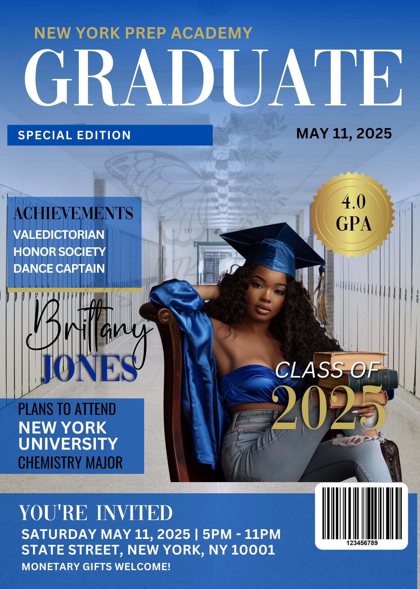 Graduation Invitation, Graduation Magazine Cover, Graduation 2025 ...