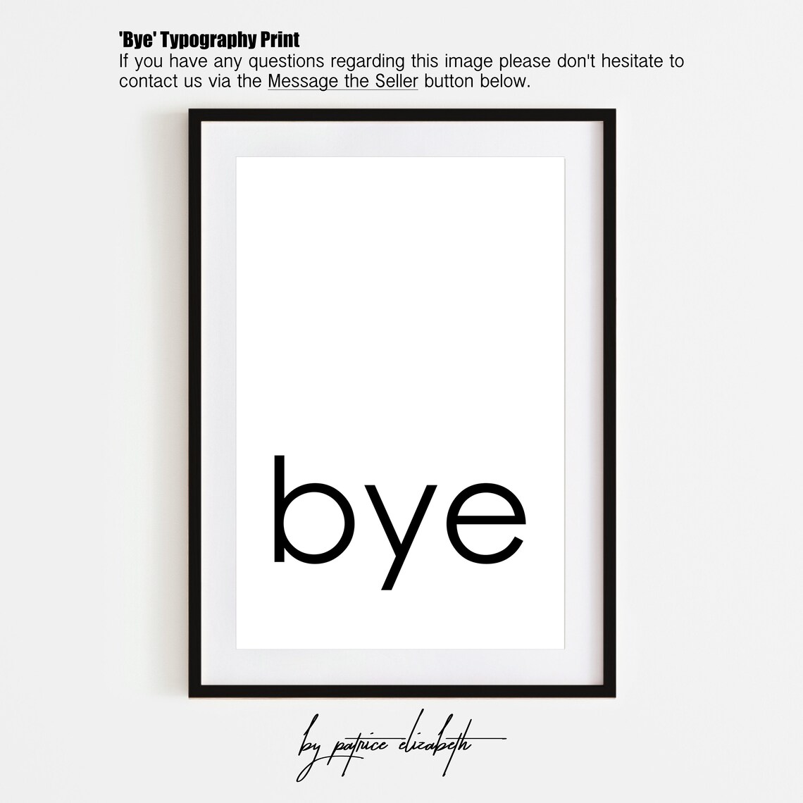 Adiós impresión descargable del cartel, impresión de tipografía de ...