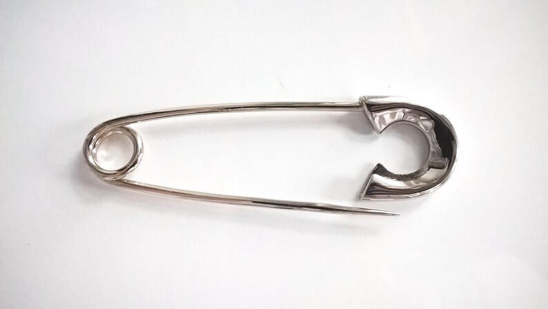 Huge safety pin mens huge silver volored pin mens big pin very | Etsy