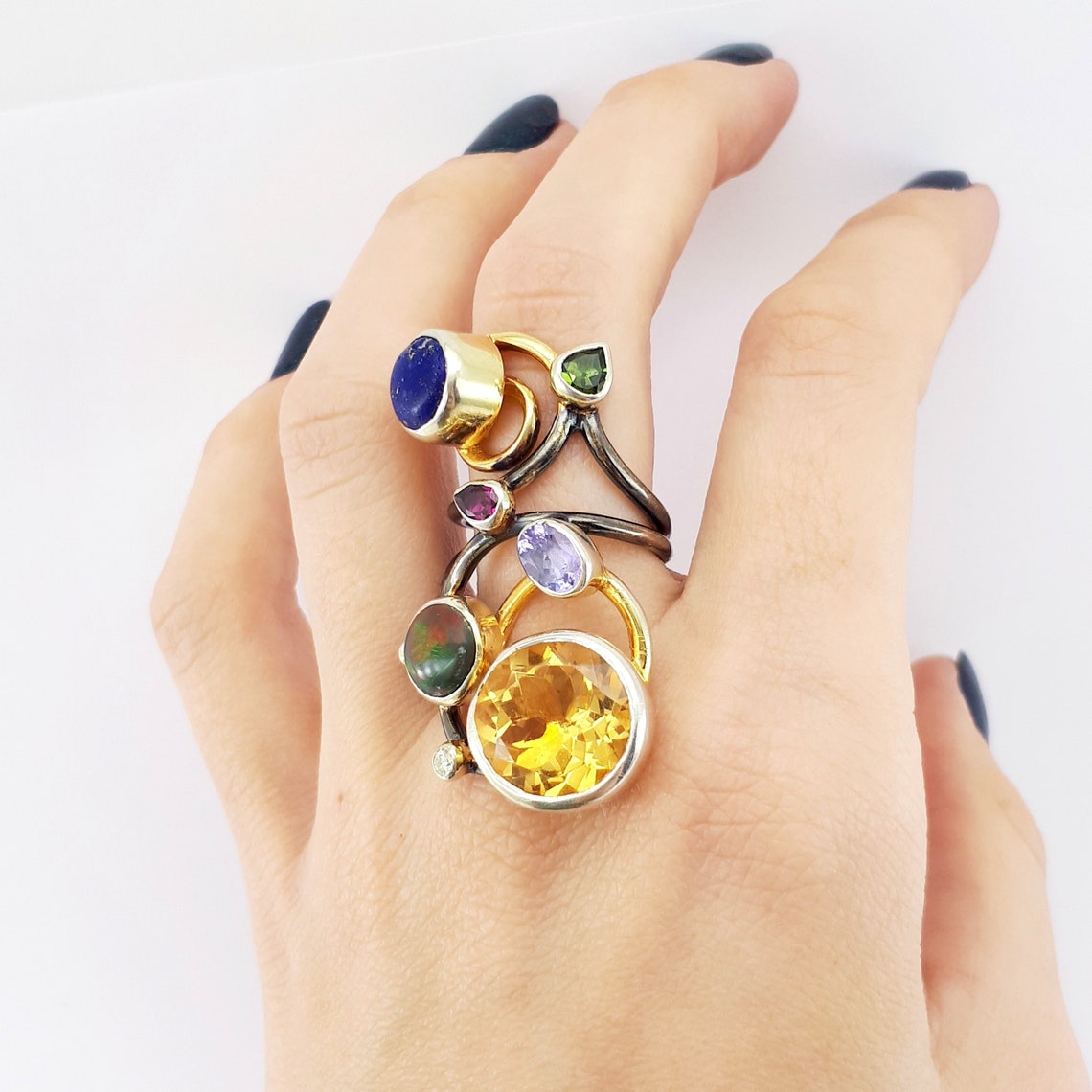 Weird ring One of a kind stone Unique ring Long ring women | Etsy