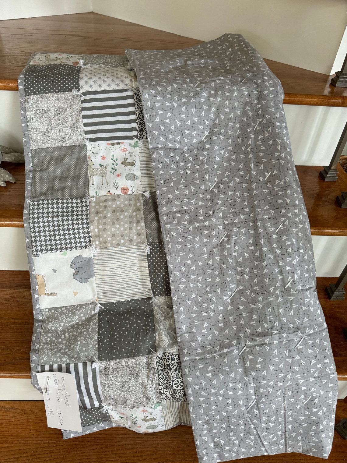 Baby Quilt, Baby Boy Quilt, Baby Girl Quilt, Tummy Time Quilt, Gray ...