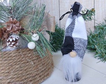 Black and White Buffalo Plaid Chef Gnome With Mittens - Etsy