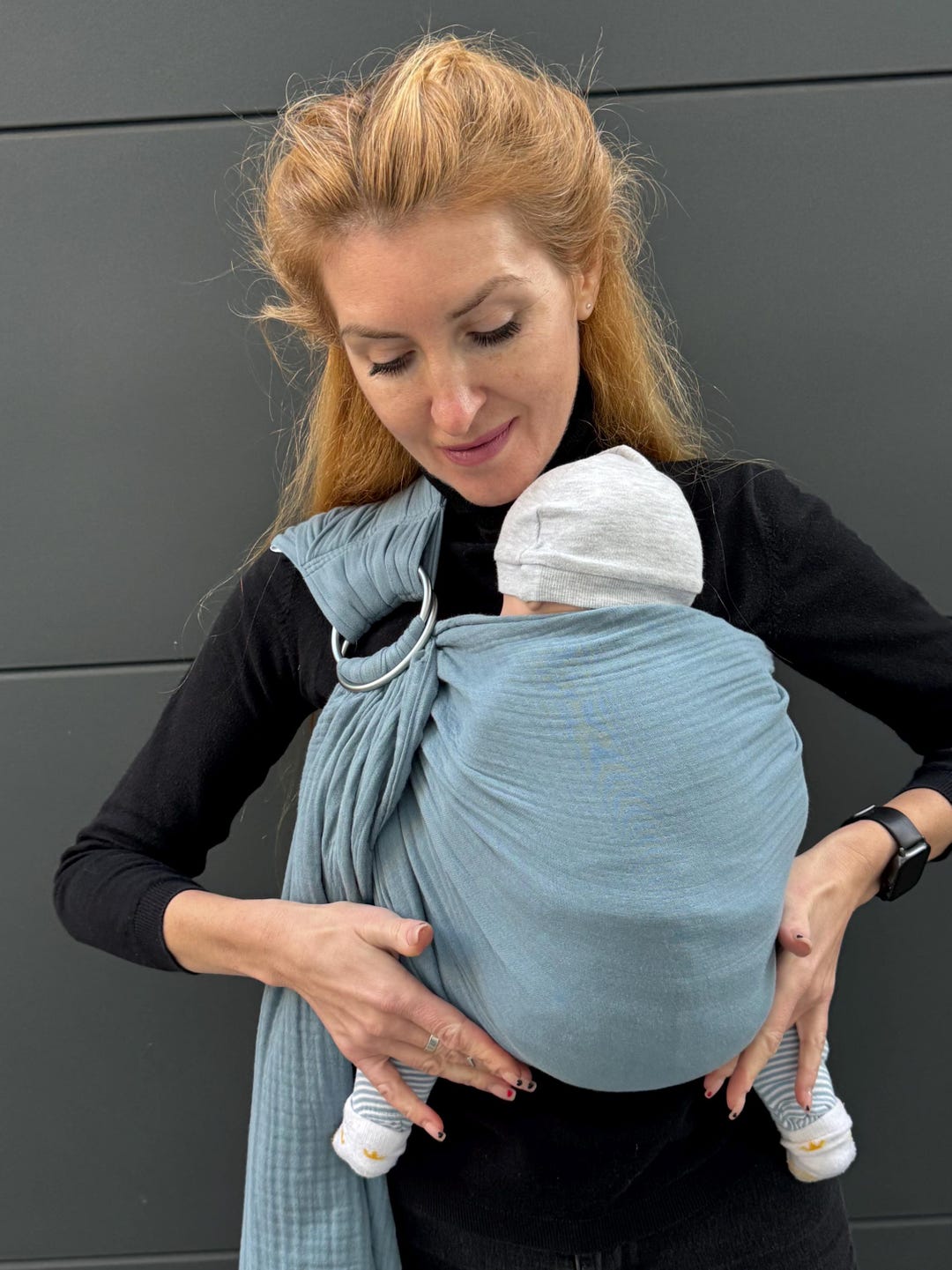 Muslin Ring Sling Baby Carrier for Newborn and Toddler, 100% Organic ...