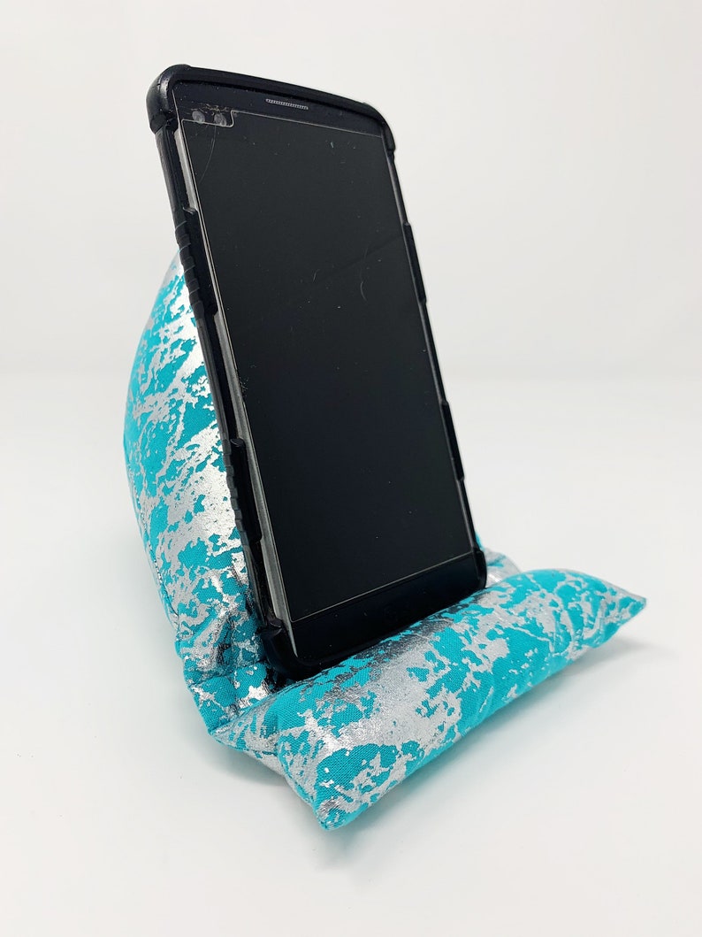 Weighted Phone Stand (metallic on Light Blue) Phone Stand, Phone Pillow ...