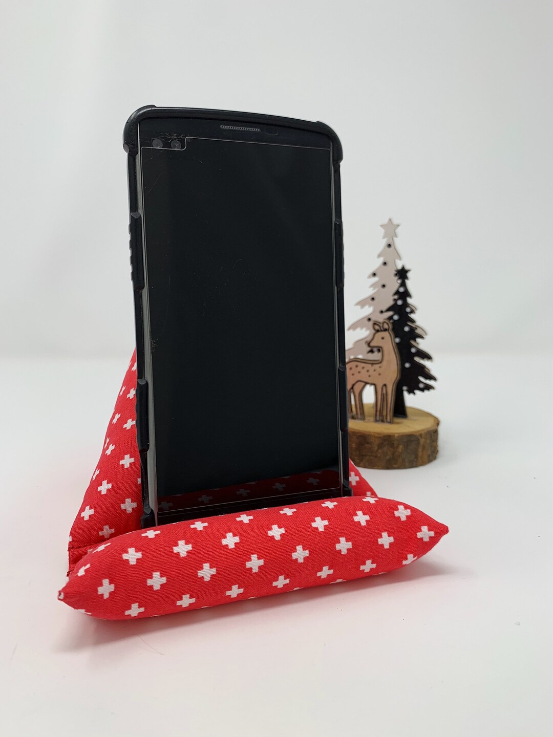 Weighted Phone Stand (red & White) Phone Stand, Phone Pillow Stand ...
