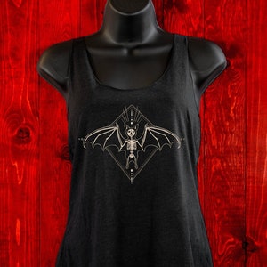 Skeleton Bat-tank Top-winged Creature Illustration-halloween Tee-witchy ...