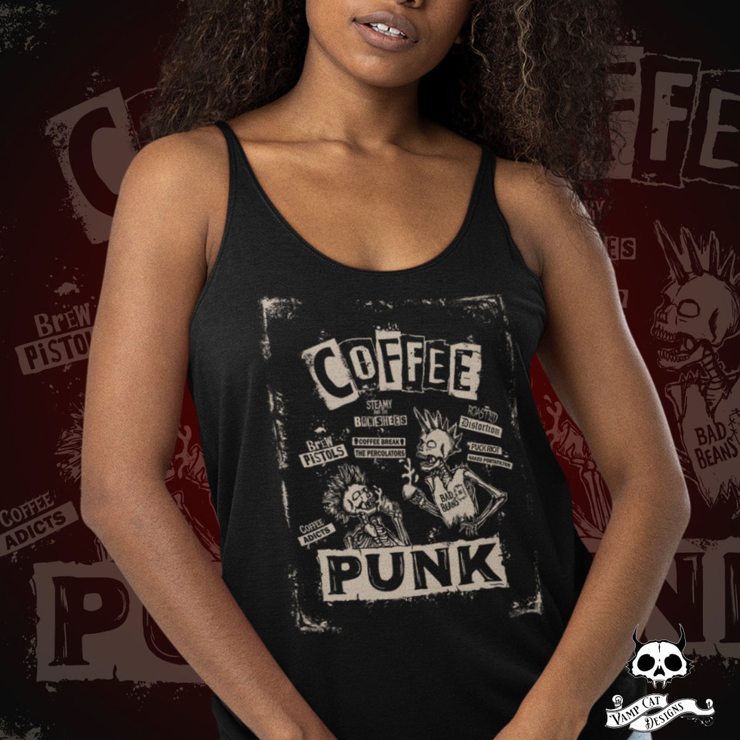 Coffee Punk Tank Top-poster Style-two Color Options-punk Rock Tee ...