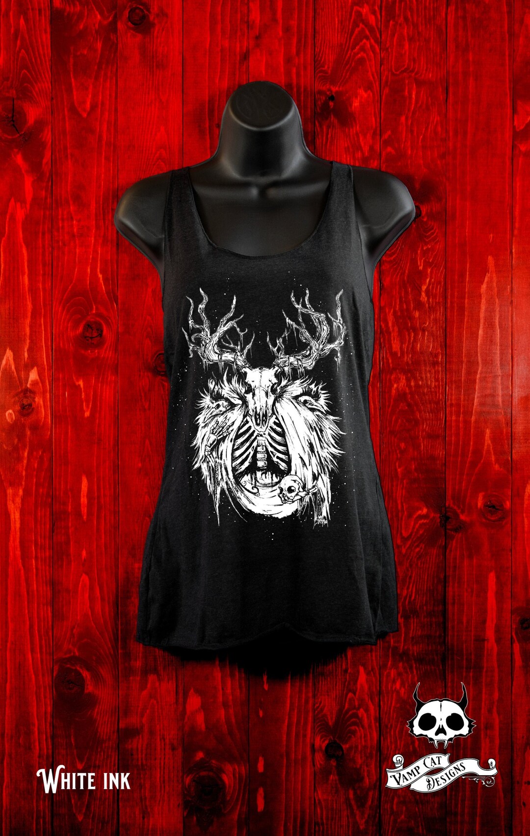 Necromancer-tank Top-racer Back-buck Skull-illustration-tee-witchy-dark ...