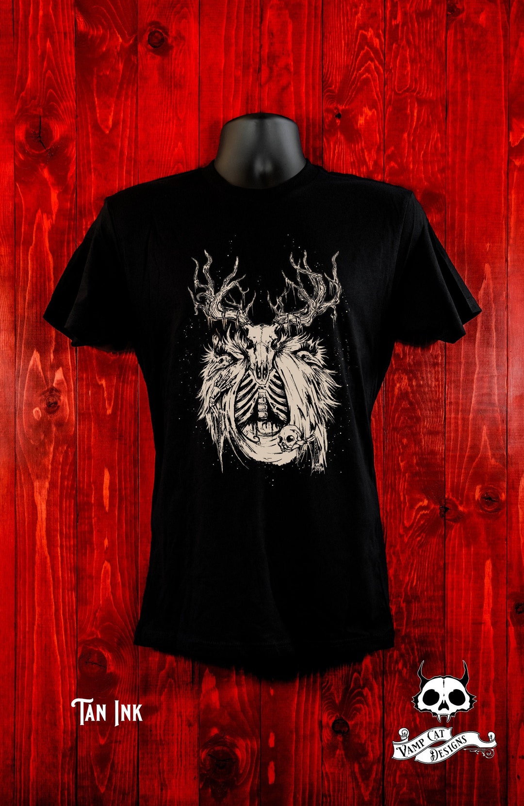 Nigromante-Unisex T-Shirt-Buck Skull-Illustration-Art Shirt-Witchy-Dark ...