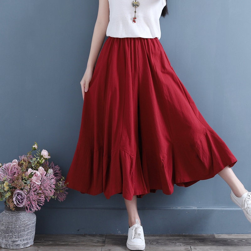 Women Elastic Waist Cotton Pants Soft Casual Loose Boho | Etsy