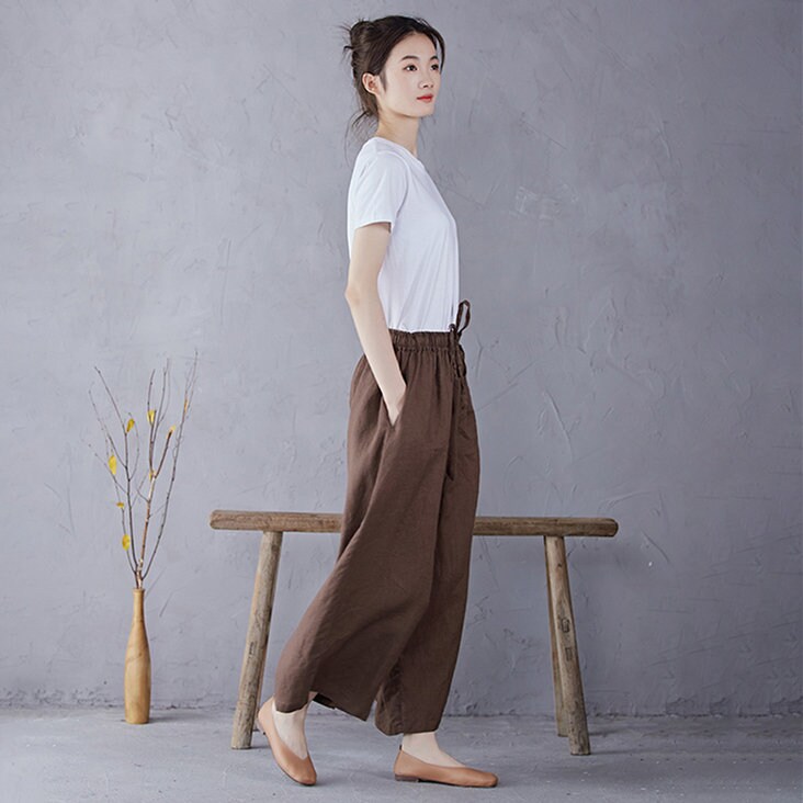 Women Elastic Waist Cotton Pants Soft Casual Loose Boho - Etsy