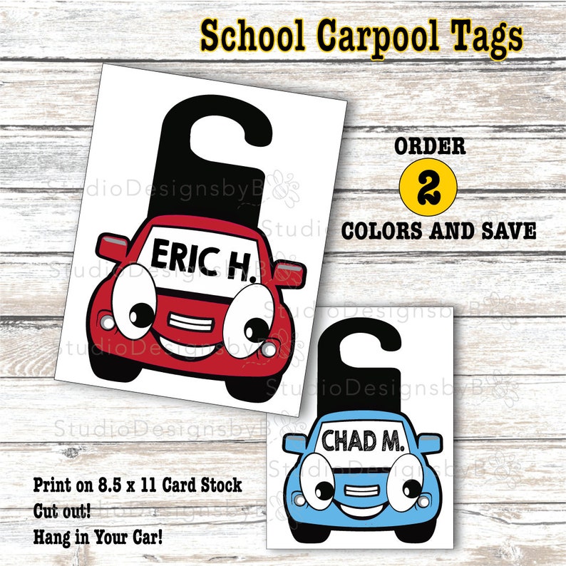 Car Rider Tag School Pick up Sign Digital File - Etsy