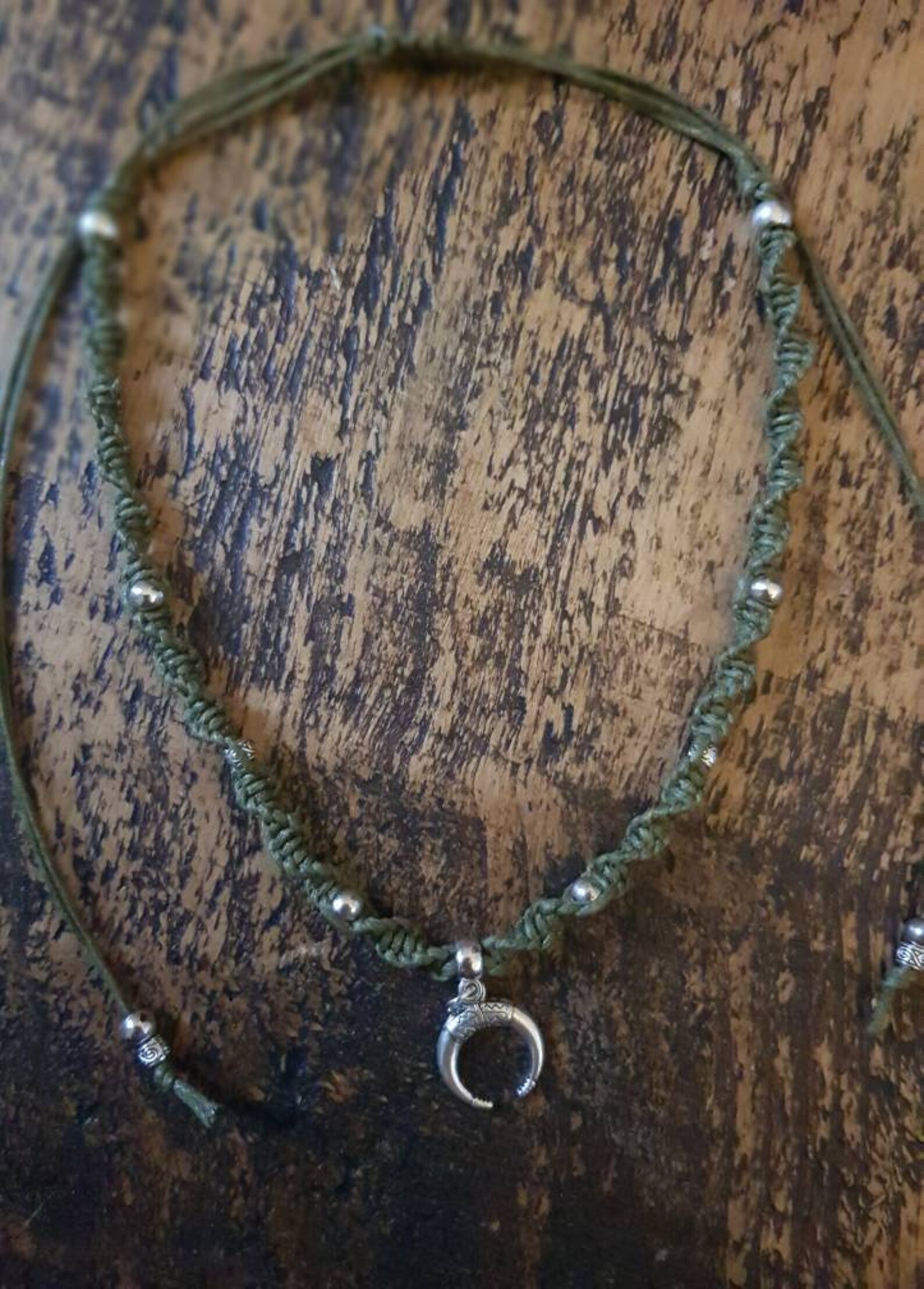 Mini Silver Horn Macrame Choker Necklace Assorted Colours | Etsy UK