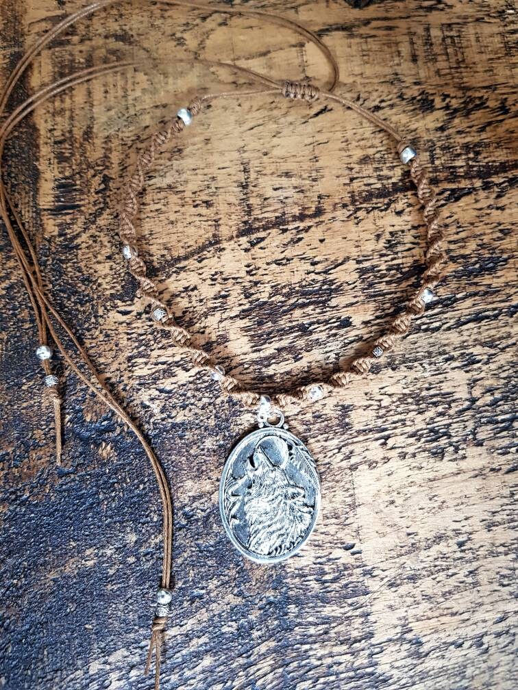 Wolf Macrame Choker Brown Light Brown Tan Cream - Etsy UK