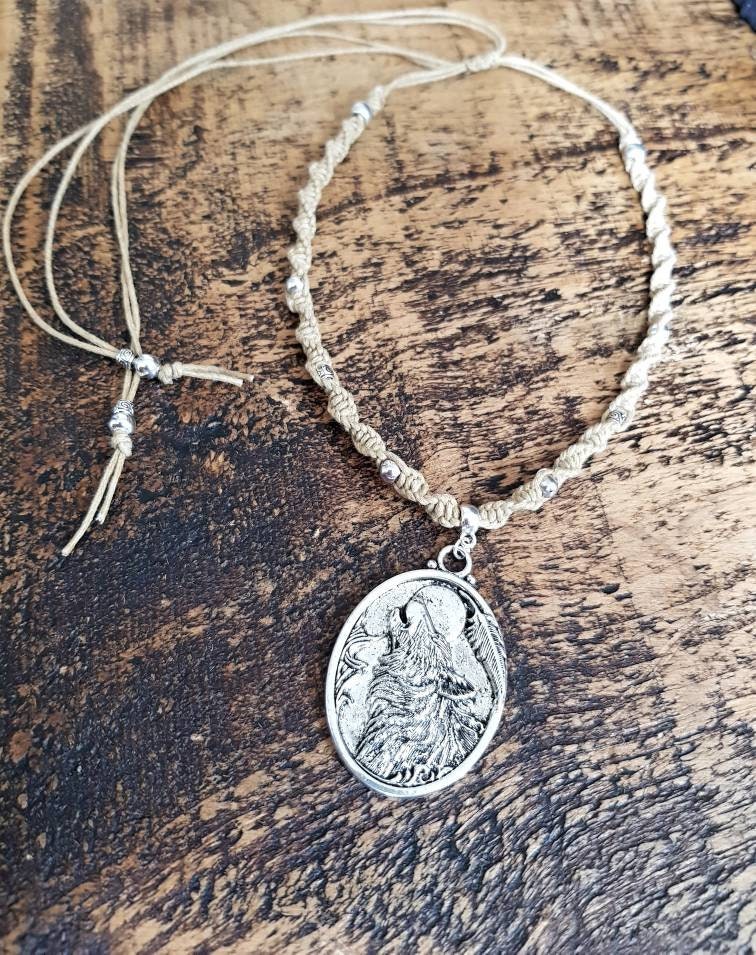 Wolf Macrame Choker Brown Light Brown Tan Cream - Etsy UK