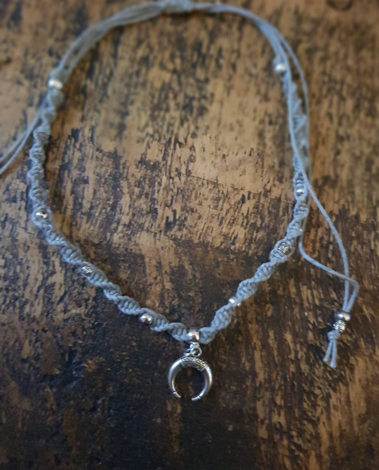 Mini Silver Horn Macrame Choker Necklace Assorted Colours | Etsy UK