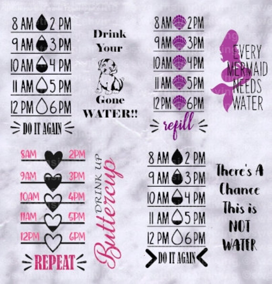 Water Bottle Motivational Tracker SVG Bundle 2 - Etsy