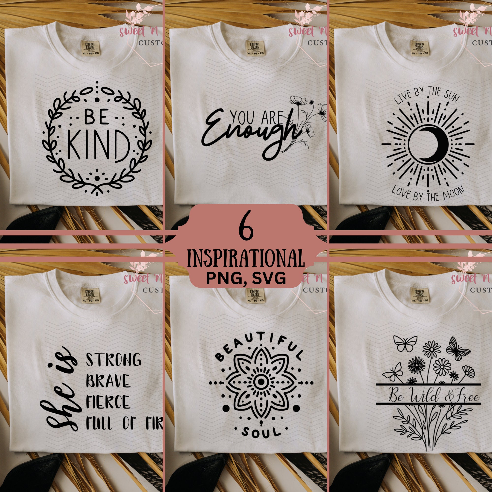 Boho Style SVG PNG Sublimation DTF Bundle Inspirational Tshirt Designs ...
