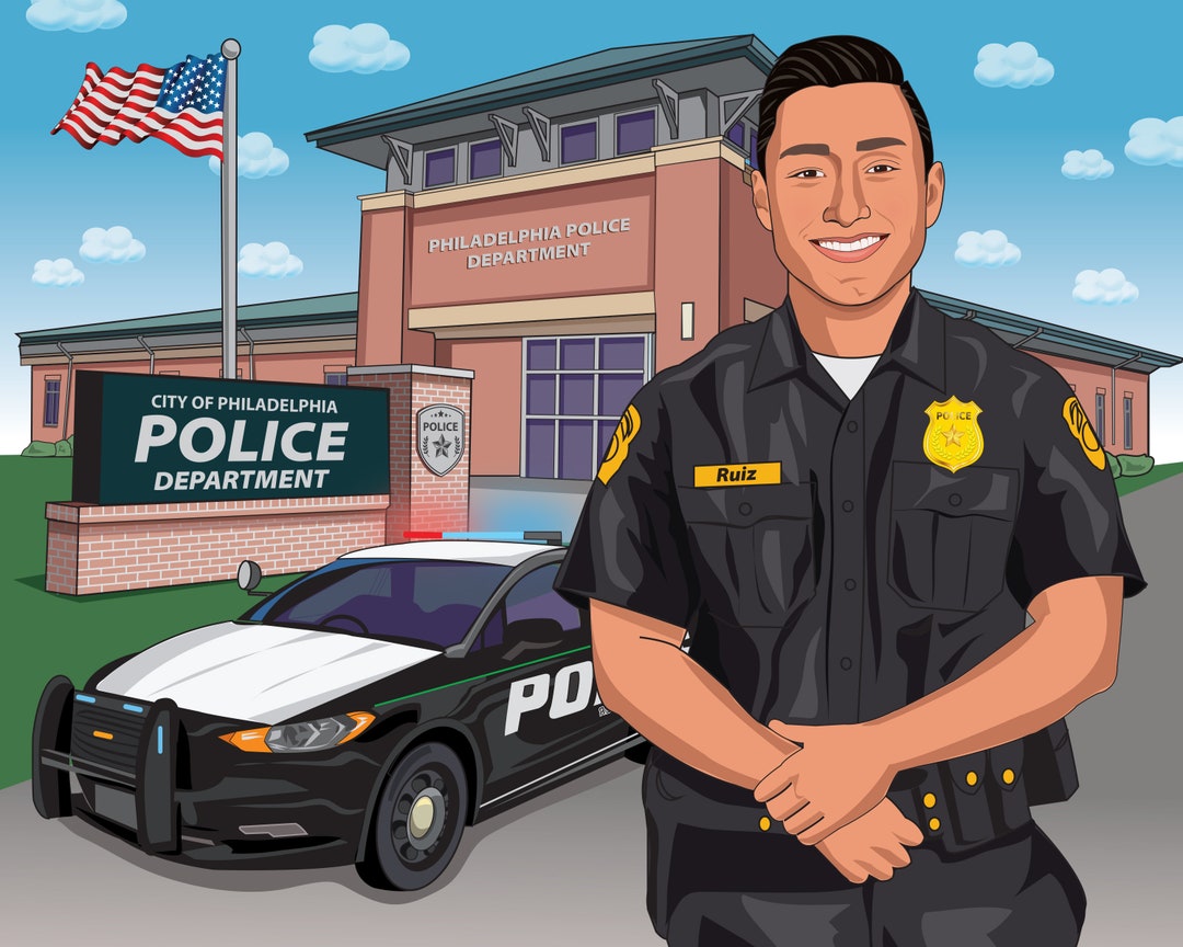 Custom Police Officer Caricature Gift, Personalized Retirement Gift - Etsy