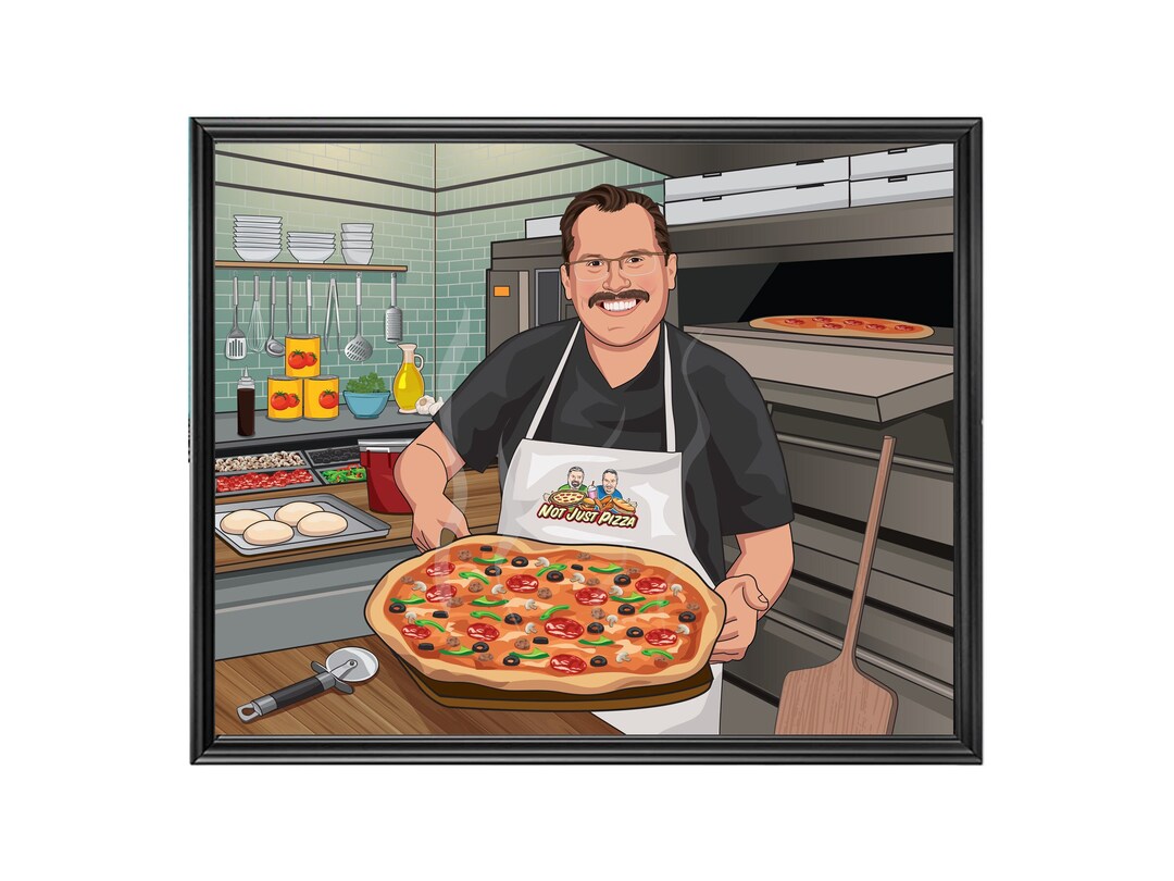 Custom Pizza Maker Caricature, Pizza Chef Cartoon, Pizzaiolo Caricature ...