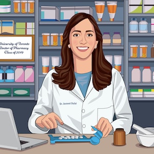 Custom Pharmacist Caricature Portrait, Unique Retirement Gift - Etsy