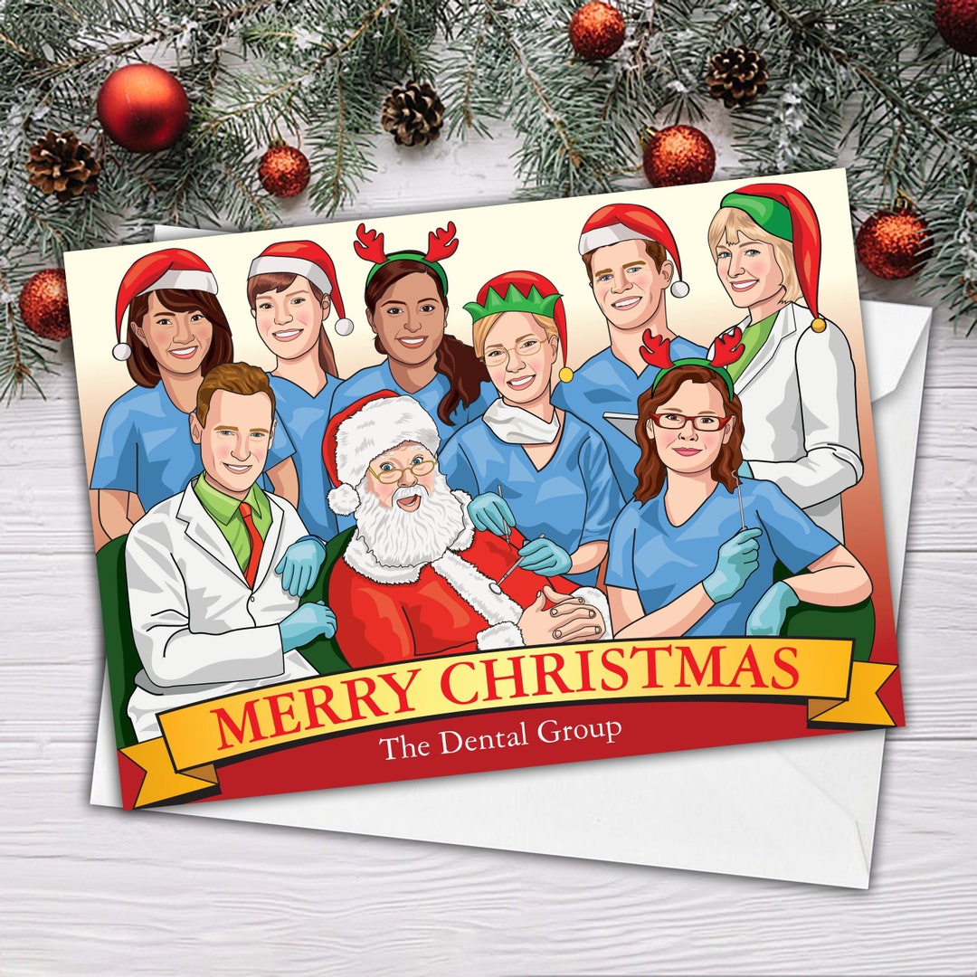 Caricature Dentist Doctor Christmas Card, Unique Holiday Card for ...