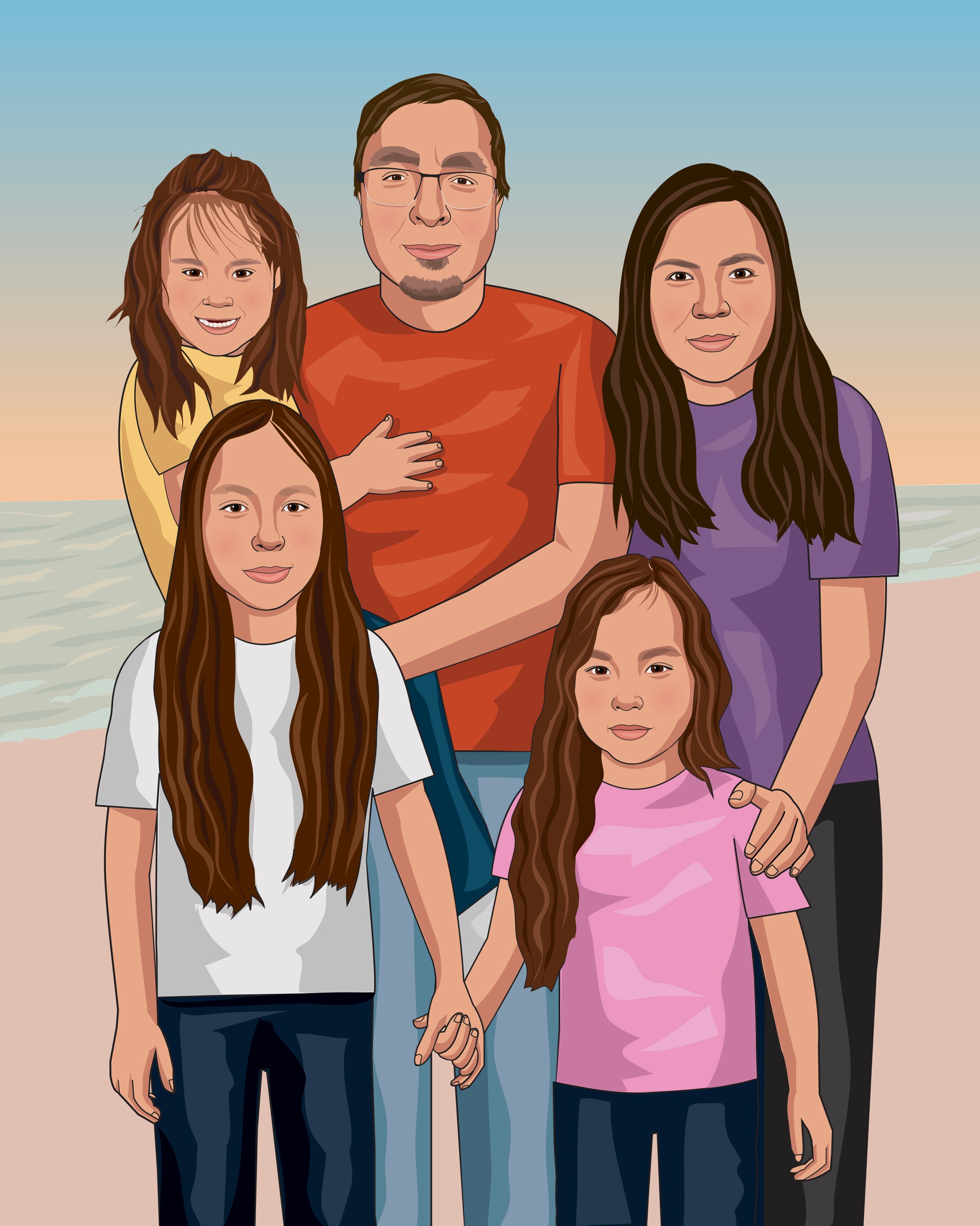 Custom Family Portrait Digital Family Portrait Caricature - Etsy