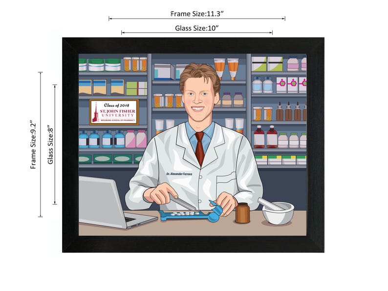 Custom Pharmacist Caricature Portrait, Unique Retirement Gift - Etsy