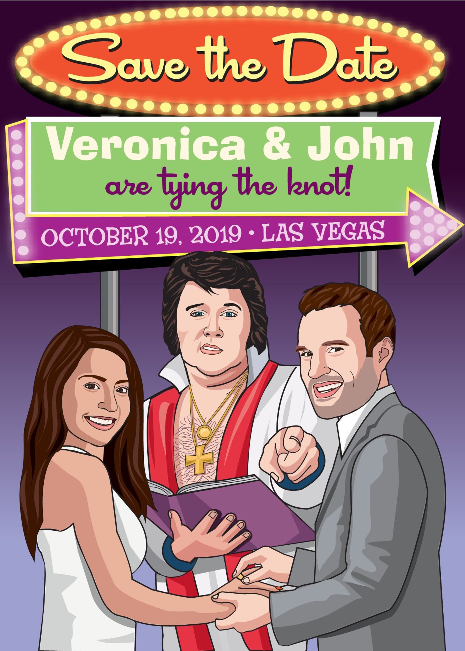 Vegas Save the Date Invitation, Elvis Wedding, Custom Destination ...