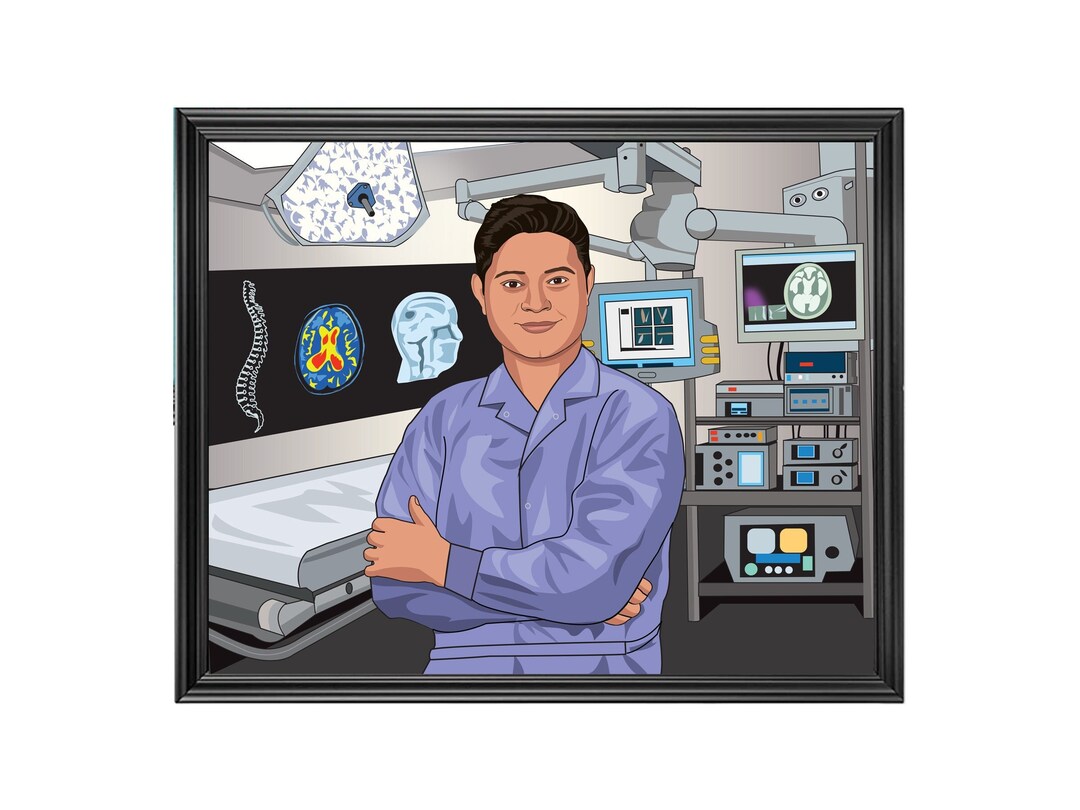 Custom Neurosurgeon Gift, Brain Doctor Gift, Neurosurgeon Portrait ...