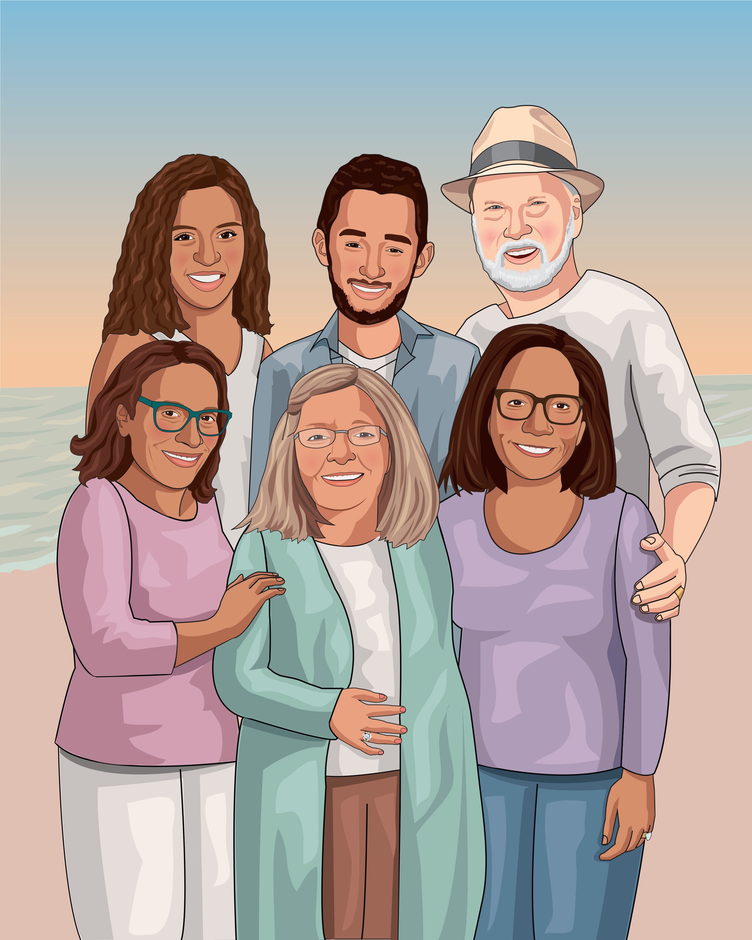 Custom Family Portrait Digital Family Portrait Caricature - Etsy