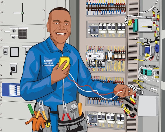 Electrician Cartoon Electrical Engineering Clipart Man Dressed In